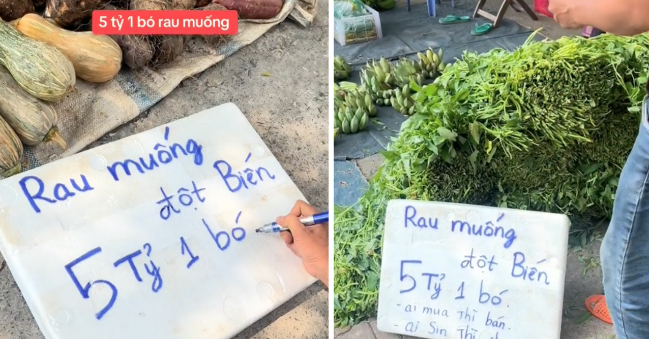 Anh bán rau treo biển 5 tỷ cho bó rau muống đột biến, dân mạng đồng ...