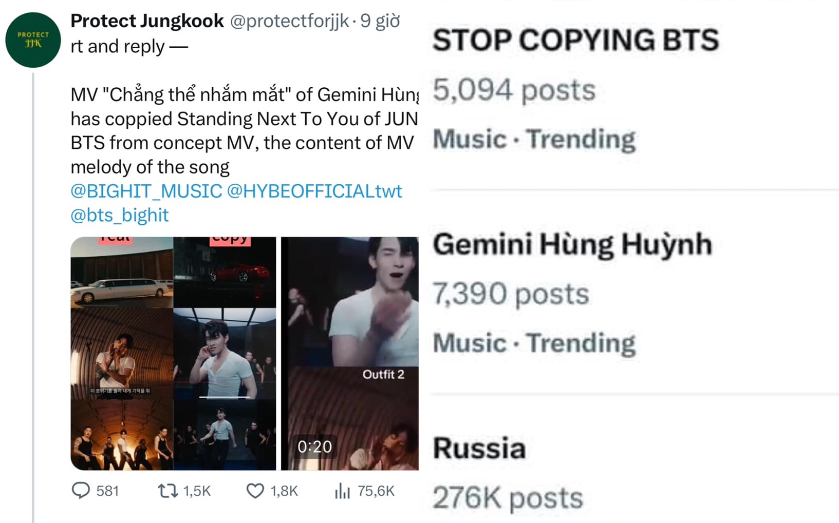 Hùng Huỳnh bị fan quốc tế của BTS "chỉ điểm" vì tham khảo Jung Kook