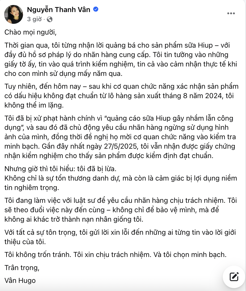 Lãnh đạo công ty sản xuất sữa giả HIUP bị khởi tố, BTV Quang Minh và Vân Hugo đồng thanh: Tôi bị ...