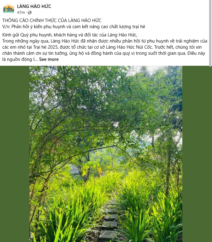 Lần thứ 4 Làng Háo Hức lên tiếng: Làm rõ vấn đề vệ sinh, cơ sở vật chất ...